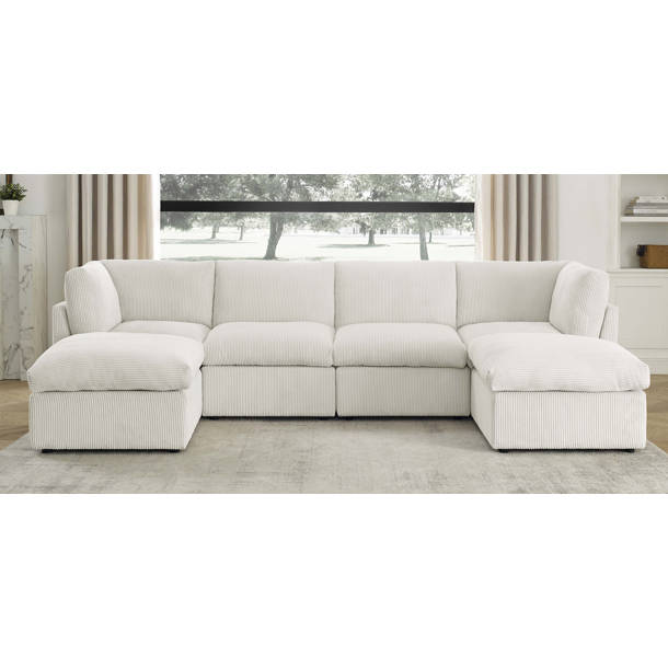 Wade Logan® Andreco 6 - Piece Upholstered Sectional & Reviews | Wayfair